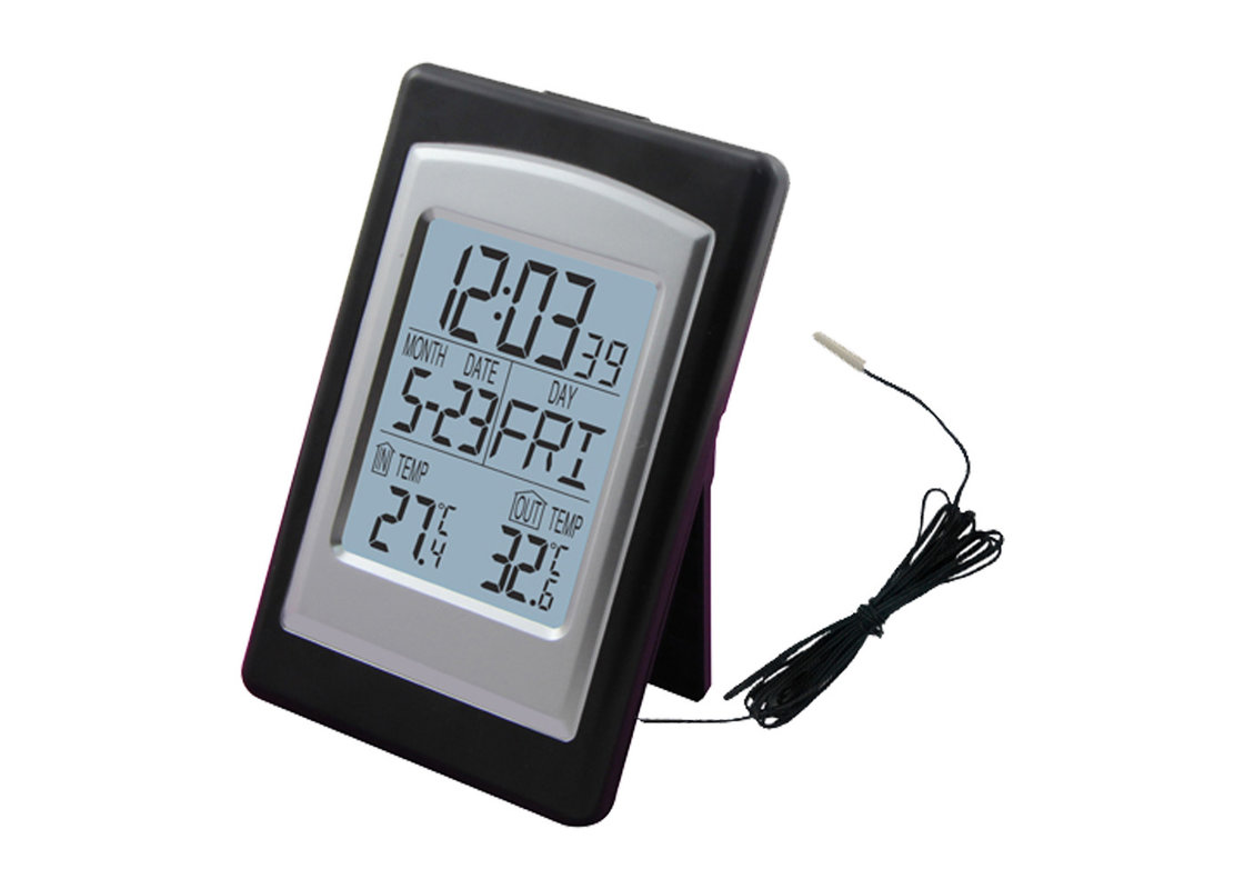 New LCD Digital Indoor Outdoor Thermometer Tester Alarm Clock Function Calendar with temp sensor MS0100