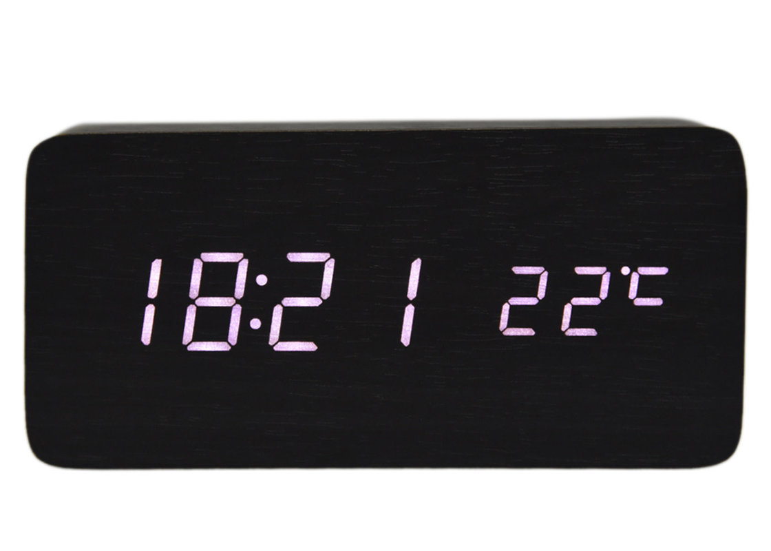 Quality Digital LED Alarm Clock Sound Control Wooden Despertador Desktop Clock USB/AAA Powered Temperature Display Hours