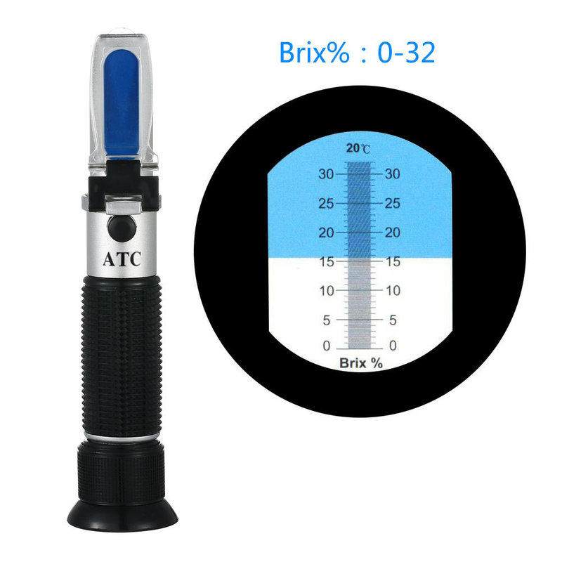 2017 RHB-32ATC Hand Held Brix Refractometer For Sugar Beer Brix Test Optical 0-32% Brix ATC Refractometer Meter Refratom