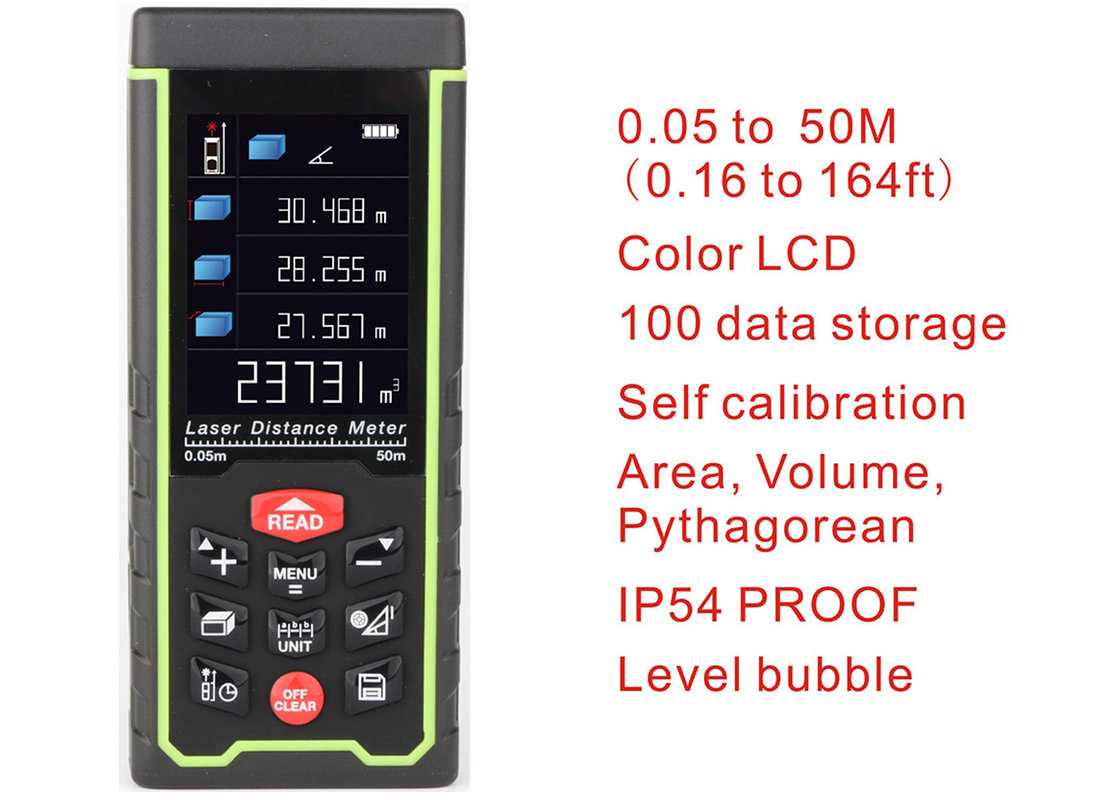 50m 164ft with Color LCD and Tilt angle Digital rechargeable Laser Rangefinder laser distance meter measure tools