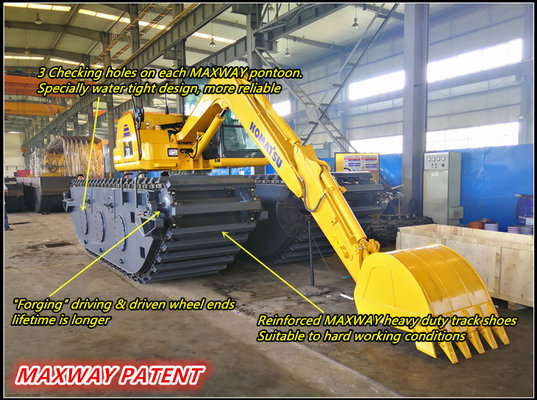 MAXWAY MACHINE COMPANY, Amphibious Pontoon Undercarriage for 7--8 Ton Class Excavator, Model:  MAX150PU-S
