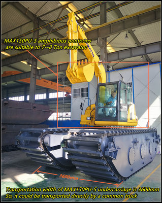 MAXWAY MACHINE COMPANY, Amphibious Pontoon Undercarriage for 7--8 Ton Class Excavator, Model:  MAX150PU-S