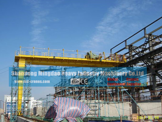 Double Girder Semi Half Gantry Crane 25 ton with Heavy Duty Trolley supplier
