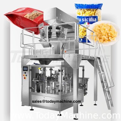 Full Automatic Rotary Type Granule Nuts Toy Rice Sugar Salt Cotton Candy Premade Pouch Packaging Machine