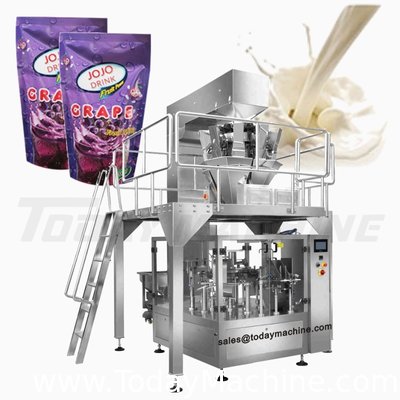 Full Automatic Rotary Type Granule Nuts Toy Rice Sugar Salt Cotton Candy Premade Pouch Packaging Machine