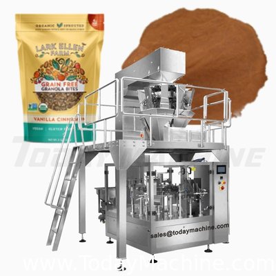 Full Automatic Rotary Type Granule Nuts Toy Rice Sugar Salt Cotton Candy Premade Pouch Packaging Machine