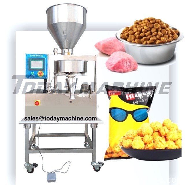 Semi Auto Granule Snacks Dates Pet Food Pack Filling Machine With Volumetric Cup System