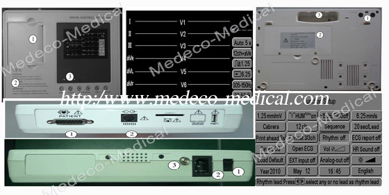 Me-3 Medical Clinic Equipment 3 Channel Large Capacity ECG with 4.3 Inch Display