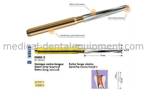 Endo Z burs Endo Rotary Files FG / RA Carbide Bur 21mm E0152 Gold Plated Shank