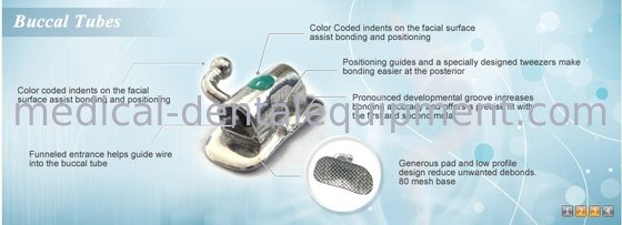 Dental Buccal Tube Weldable Orthodontic Brackets With Roth / Mbt / Edgewise
