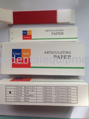 Dental articulating paper straight or horse shoe shape thick or thin blue or red