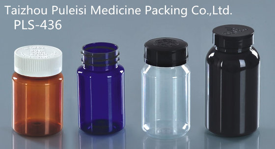 Brown/capsule bleue/noir/bouteilles en plastique pharmaceutiques de pilule avec des couvercles
