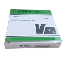Vitamin D3 Injection 600000 Iu/1ml, 5AMPS/Box,  BP/USP/CP