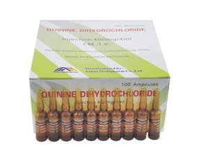 Quinine Dihydrochloride Injection 400mg/4ml, 100ampoules/box, antimalarial drugs