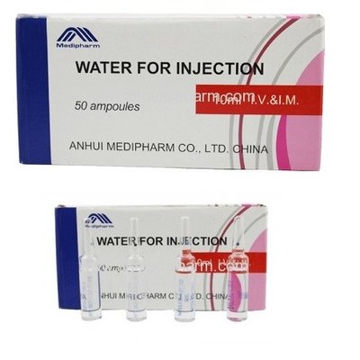 Water for Injection 10ml, 50's/box,  clear, colourless, odourless, tasteless and sterile liquid GMP Medicine