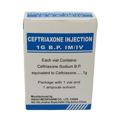 Ceftriaxone Sodium For Injection 1g/7ml+5ml water, 1+1pc/box, GMP medicine BP/USP/CP