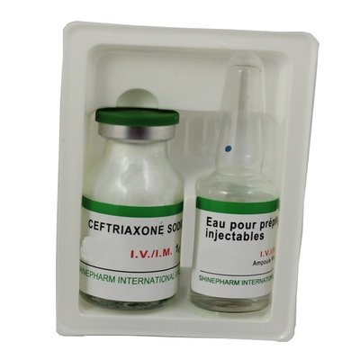 Ceftriaxone Sodium For Injection 1g/7ml+5ml water, 1+1pc/box, GMP medicine BP/USP/CP