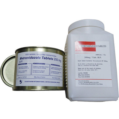 Metronidazole Tablets 200mg, 250mg, packaging with 1000tablet/Tin, GMP medicine with BP/USP/CP Standrad