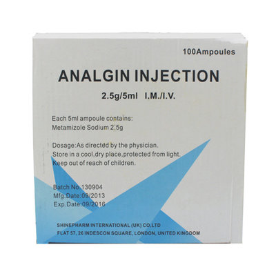 Analgin Injection  250mg/5ml 100's/box, GMP medicine, BP/USP/CP Standard