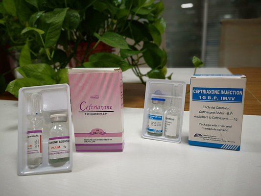 Ceftriaxone Sodium For Injection 1g/10ml+10ml water, 1pc+1pc/box, GMP medicine BP/USP/CP