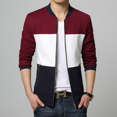China Mens Highneck Zip Up Jacket fashion stripe jacket series for men supplier