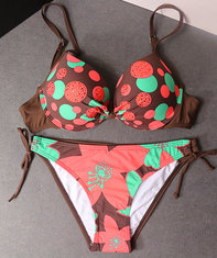 China shoulder belt swimsuit, lady's triangle bikini, D cup bikini, very hot drill Bikini supplier