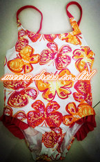 China Orange flower one piece swimwear bikini for kids Gril's print swimsuit supplier