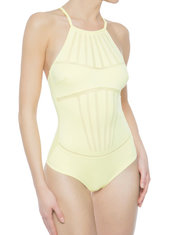 China Fashion Backless style one piece swimwear nylon fabric for women hot sale supplier