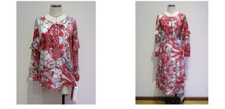 China 2018 the red maple leaves Beautiful digital printing Dress for ladies supplier