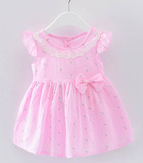 China Grils Lovely round collar bowknot falbala pleated dress supplier