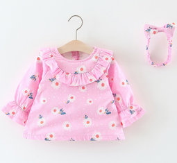 China Grils Lovely pink printed shirt  fashion dress supplier
