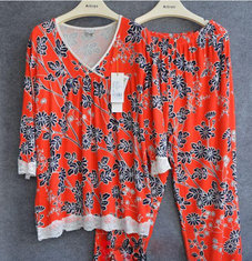 China womens  summer modal cotton printed pajamas, fashion shads plus size v  neck  homewear supplier