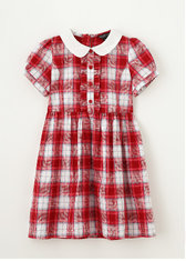 China 1-6year grils summer red print Shirt skirt check pattern printed dress supplier
