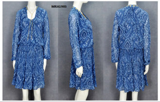 China Fashion Long Sleeve  Dress Blue prined supplier