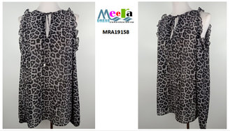 China 2019 Fashion Leopard print  Lotus leaf sleeve Dress supplier