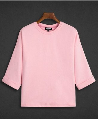 Spring of the new 7/10 of pure color round collar short sleeve women loose t-shirts supplier