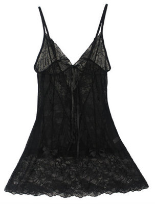 Hollow out sexy nightgown Perspective of bud silk skirt with shoulder-straps appeal spring supplier