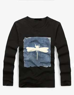 Men's fashion micro play round collar printed t-shirts supplier