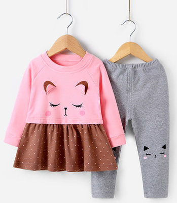 Baby outdoor clothing girls spring long-sleeved children's clothes baby girls spring suits supplier