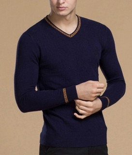 Men's Long Sleeve v-neck Wool Sweater supplier