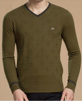 Men's Long Sleeve v-neck Wool Sweater supplier