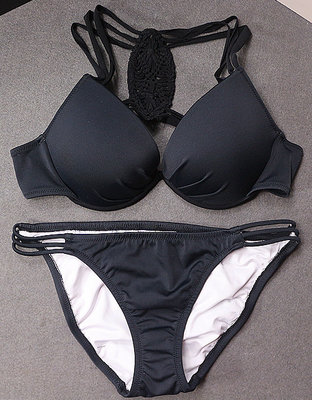 Pure color fashion sexy black bikini, bubble hot spring bathing suit the ABCD cup supplier