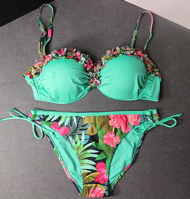 shoulder belt swimsuit, lady's triangle bikini, D cup bikini, very hot drill Bikini supplier