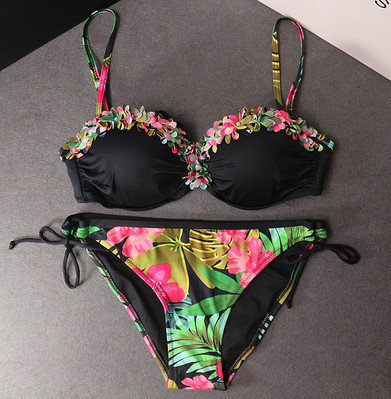 shoulder belt swimsuit, lady's triangle bikini, D cup bikini, very hot drill Bikini supplier