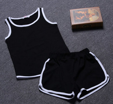 Summer wear cotton running of workout clothes leisure vest shorts sports outfit for girl supplier