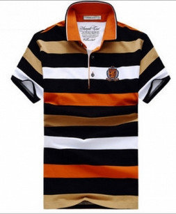 Men's stripe print polo t shirt 100%cotton OEM Mens Polo Shirts supplier