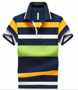 Men's stripe print polo t shirt 100%cotton OEM Mens Polo Shirts supplier