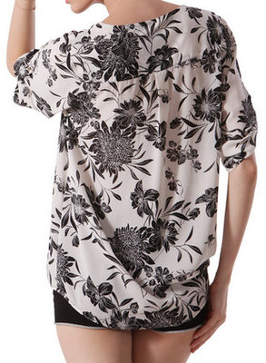 summer chiffon printed elegant ladies casual tops blouse for women girl Chiffon Dress supplier