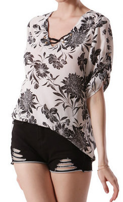 summer chiffon printed elegant ladies casual tops blouse for women girl Chiffon Dress supplier