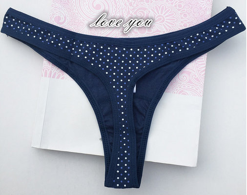 Women's full cotton thong Boca dot printed low-rise sexy non-trace blue T - back ladies un supplier